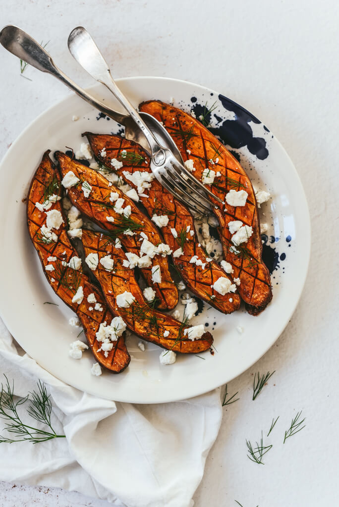 Patates douces rôties, feta, aneth - Mauricette